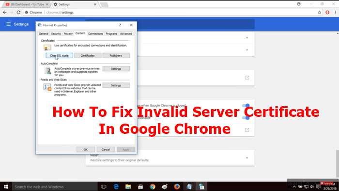 Invalid Server Certificate Chrome Solution Generatorloxa